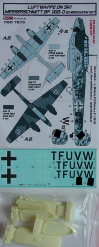 Kora Models CSD7273 Messerschmitt Bf-110G-0 Schneekufen set Luftwaffe on ski