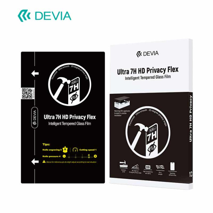 FOLIJA DEVIA ULTRA INTELLIGENT 7H HD PRIVACY FLEX TEMPERED GLASS FRONT FILM(0.43MM) CRNA