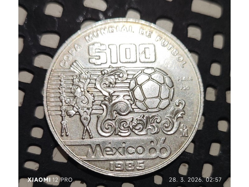 100 Dolara Mexico 1985 srebro 31 gram