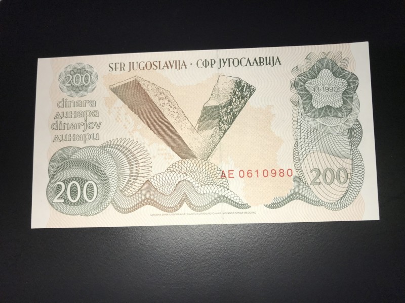 JUGOSLAVIJA 200 DINARA. UNC.