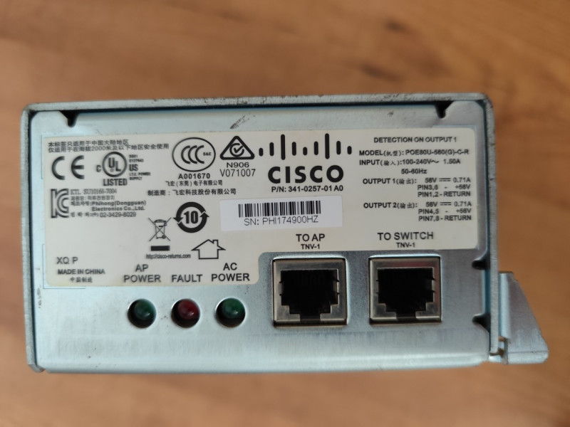 Cisco PoE Injector 56V 0.71A