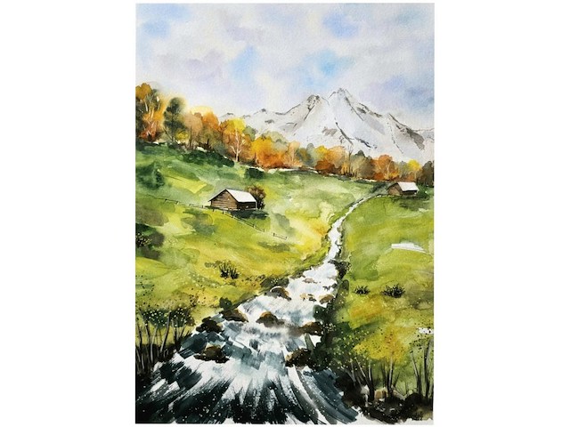 Planinski potok, akvarel, 42x30cm, sertifikat