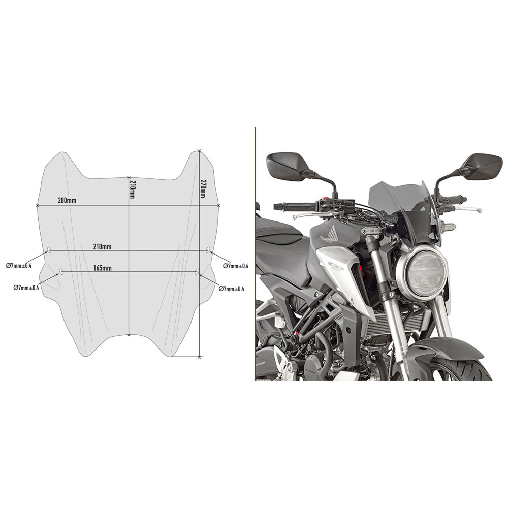 Vizir zatamnjeni GIVI Honda CB 125 R (18-24) / CB 300 R (18-24) A1164