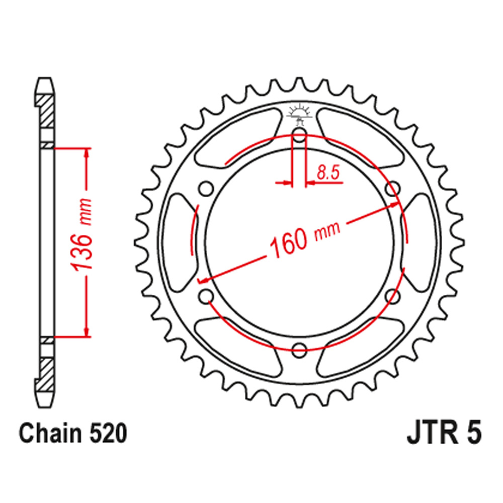 Lančanik zadnji JT JTR5-40 (520) 40 zuba