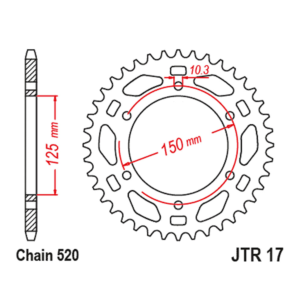 Lančanik zadnji JT JTR17-46ZBK (520) 46 zuba