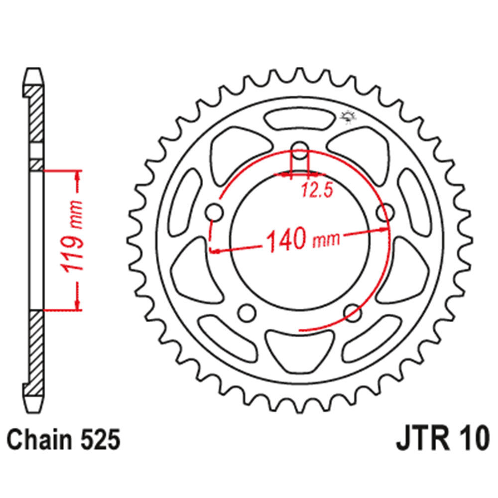 Lančanik zadnji JT JTR10-45 (525) 45 zuba