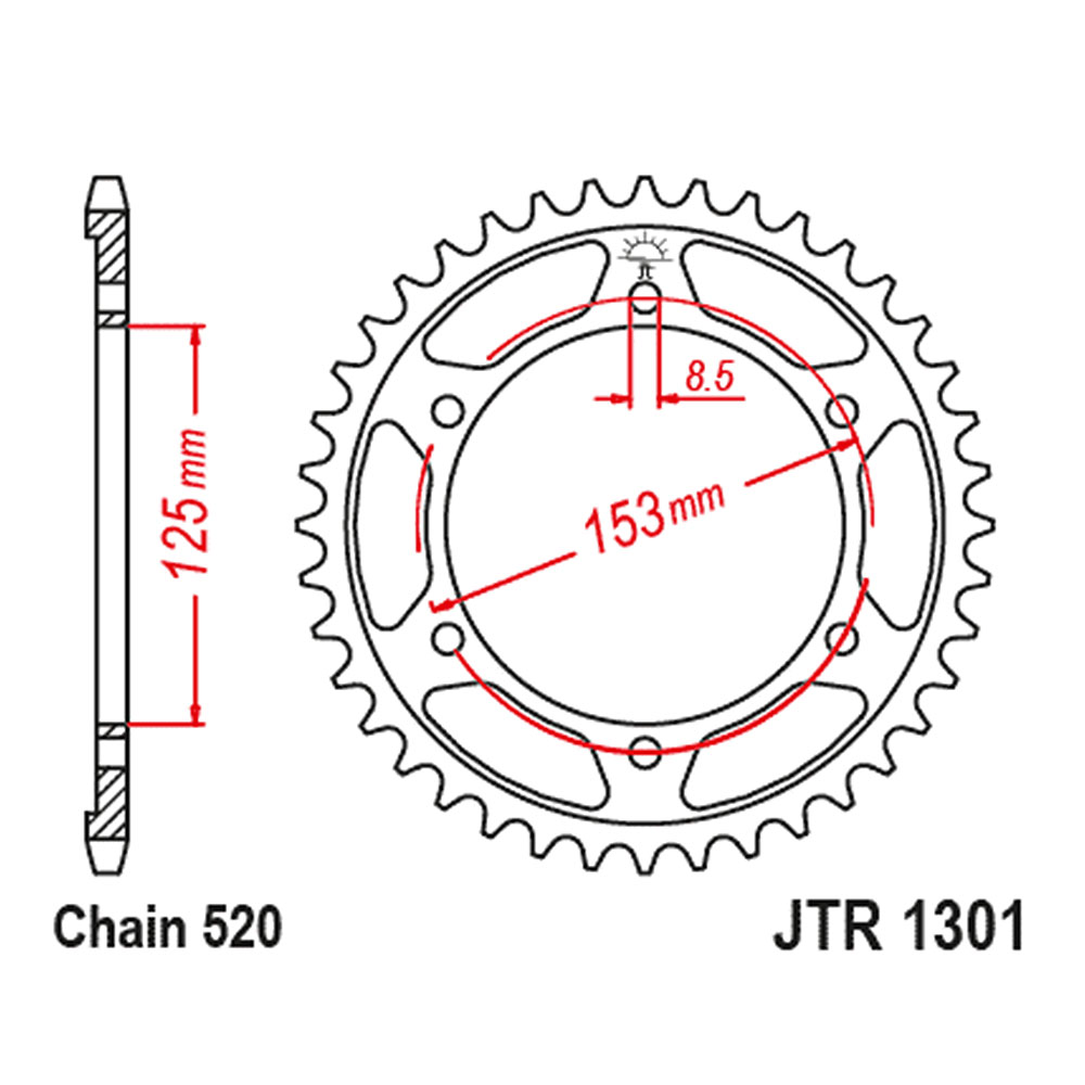 Lančanik zadnji JT JTR1301-40 (520) 40 zuba