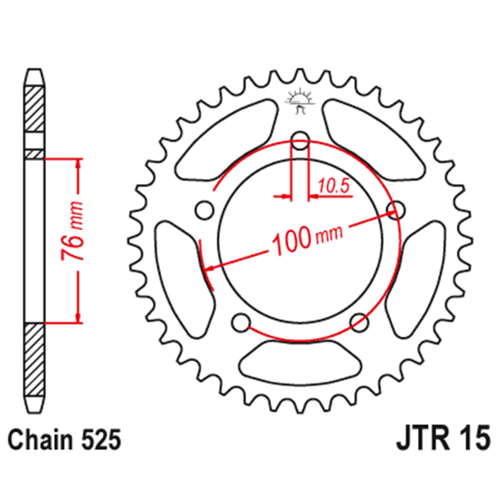 Lančanik zadnji JT JTR15-43 (525) 43 zuba