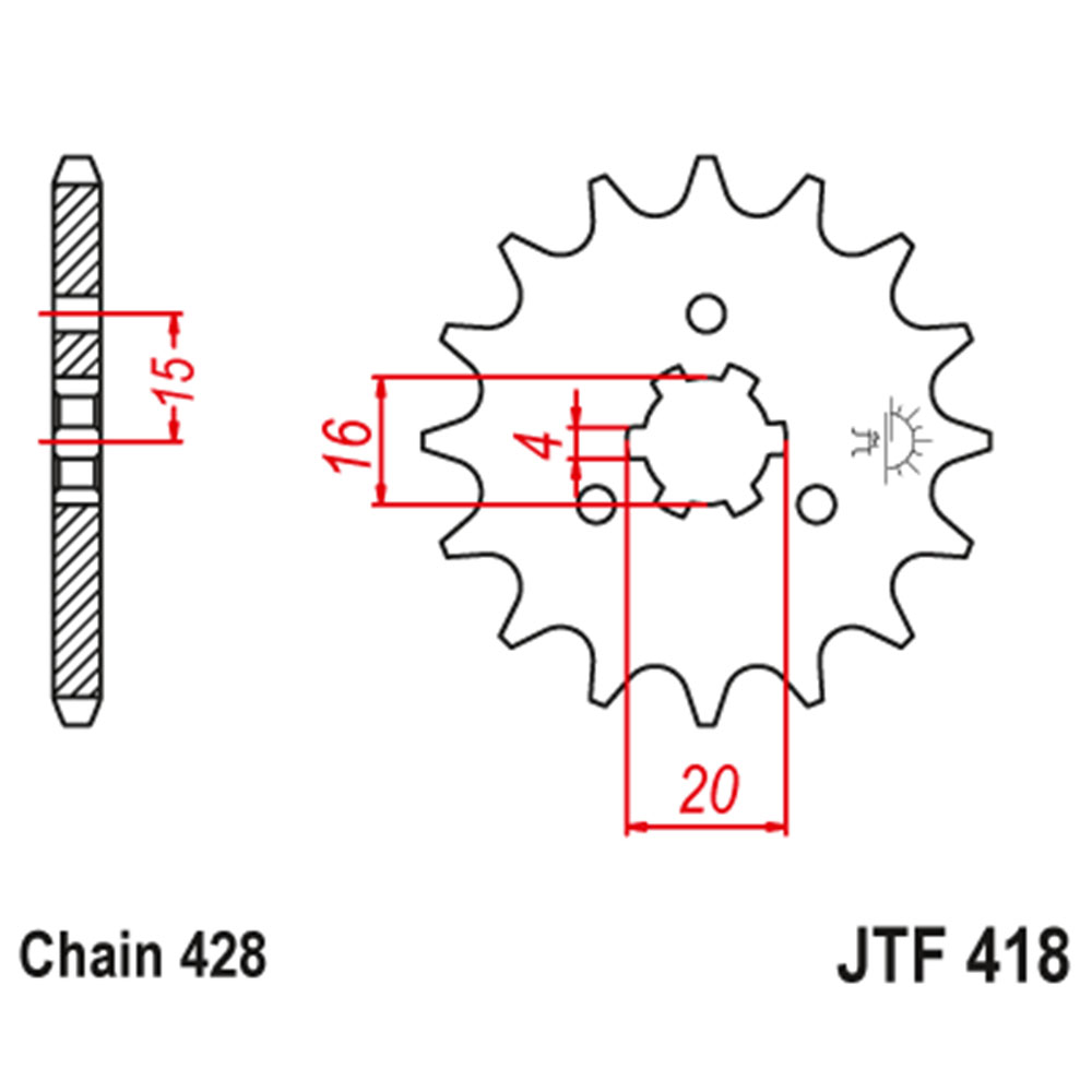 Lančanik prednji JT JTF418-15 (428)15 zuba