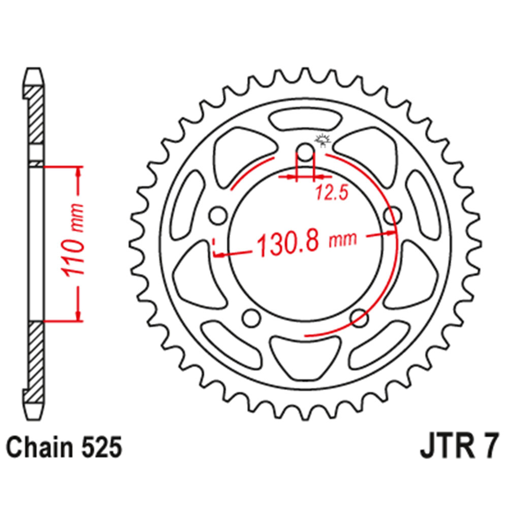 Lančanik zadnji JT JTR7-45ZBK (525)45 zuba