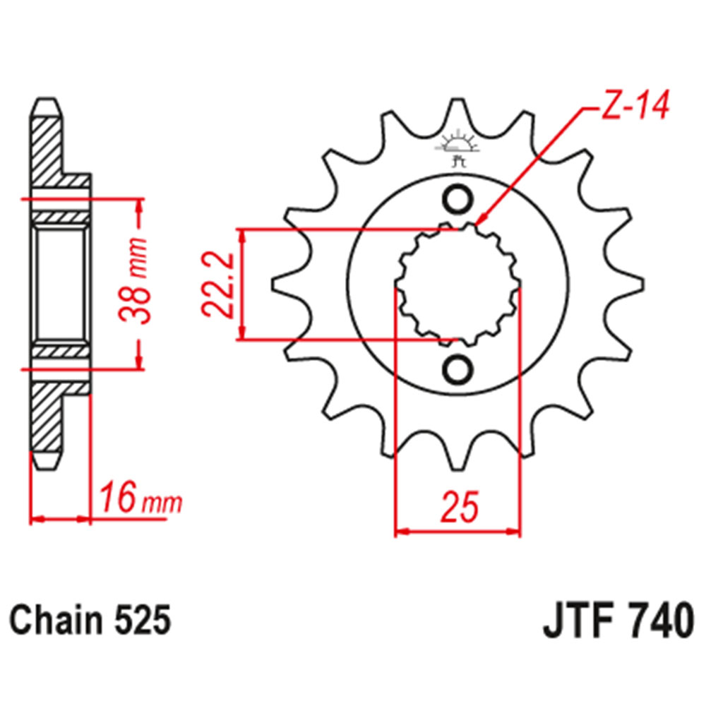 Lančanik prednji JT JTF740-15RB (525)15 zuba