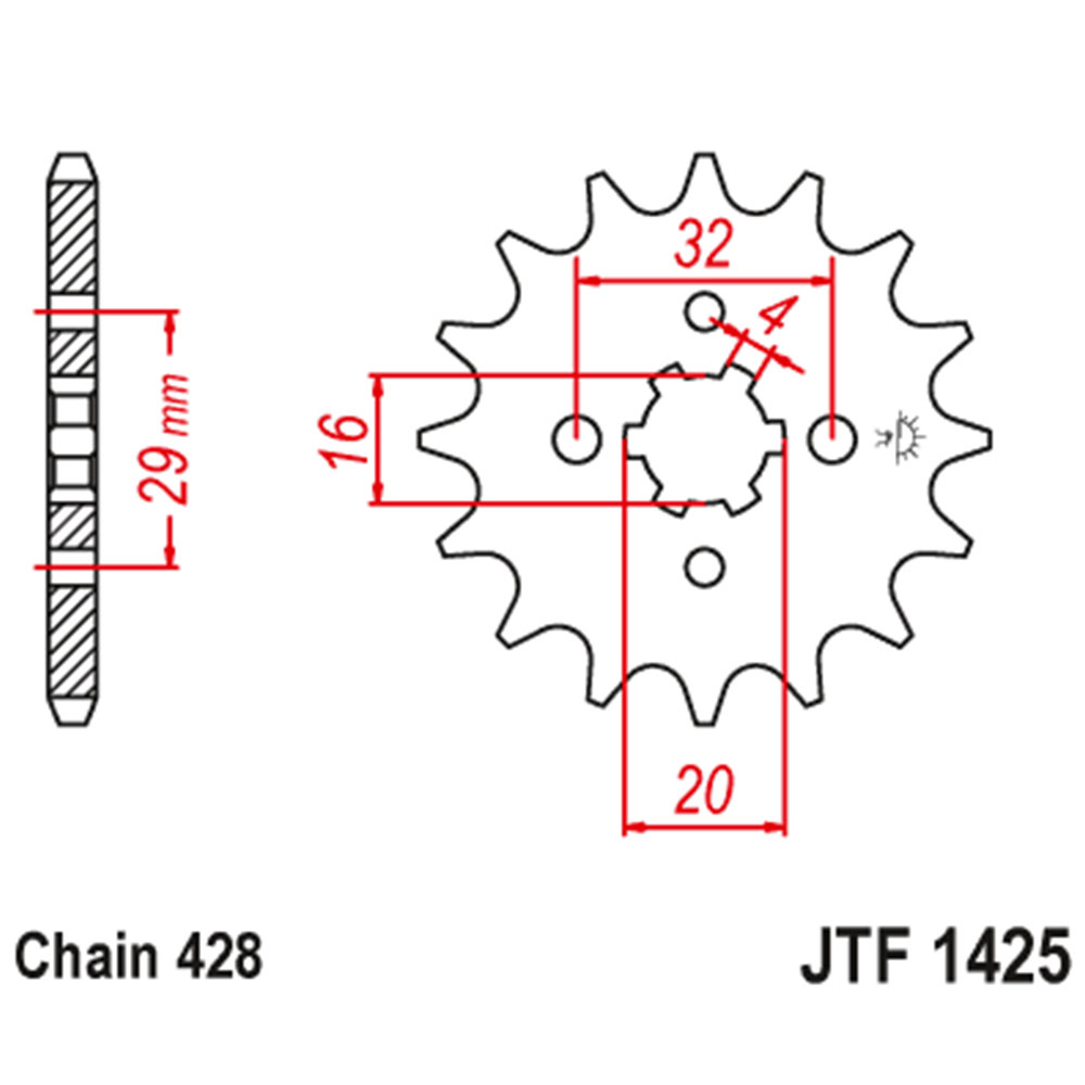 Lančanik prednji JT JTF1425-14 (428) 14 zuba