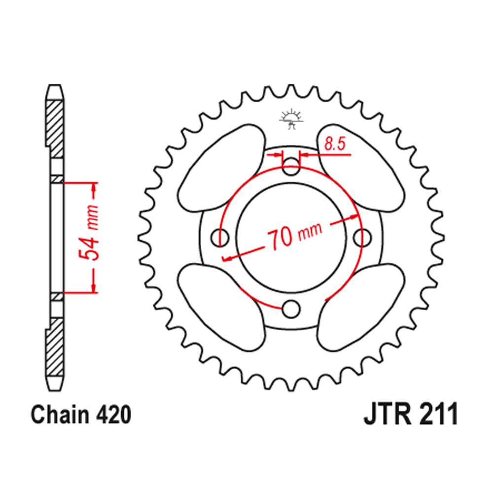 Lančanik zadnji JT JTR211-42 (420) 42 zuba Tomos Daytona poštarski