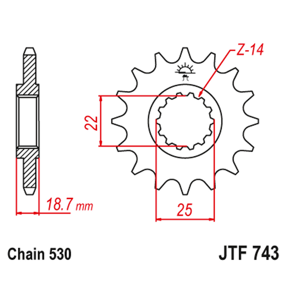 Lančanik prednji JT JTF743-15 (530)15 zuba