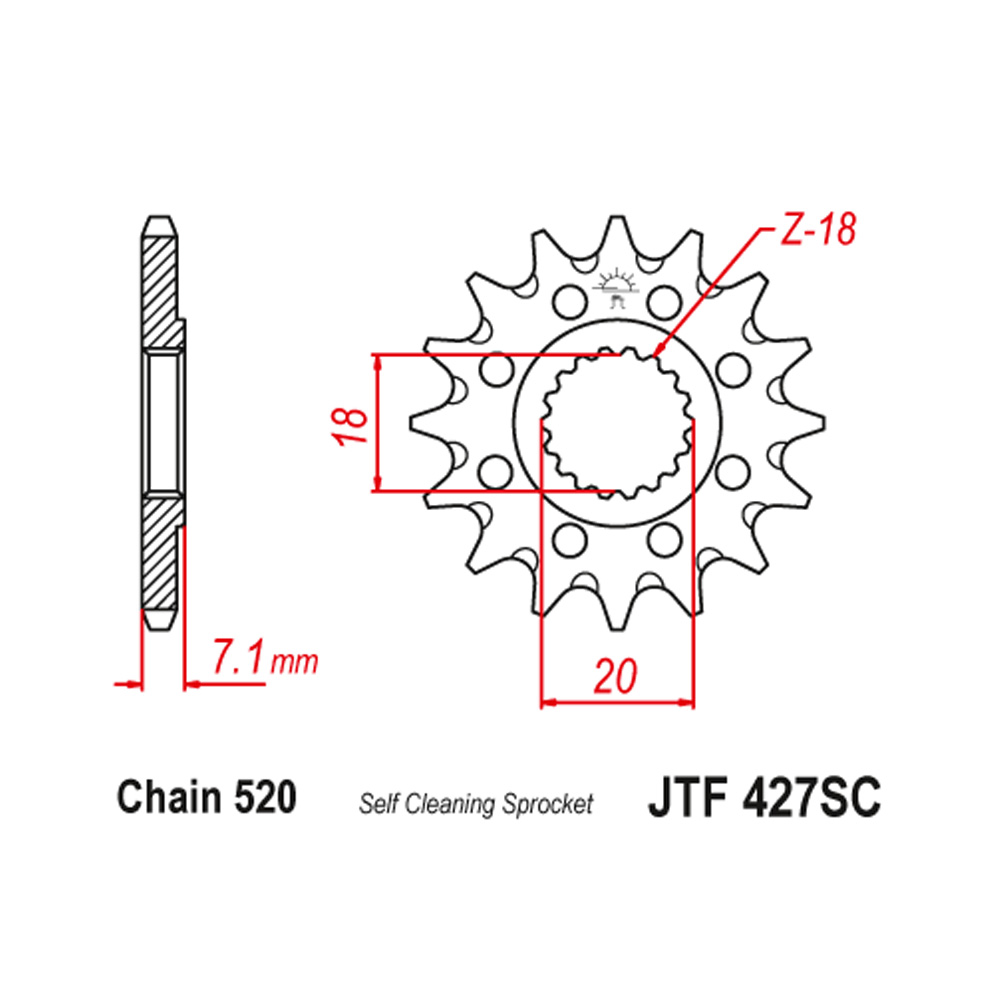 Lančanik prednji JT JTF427-13SC (520)13 zuba