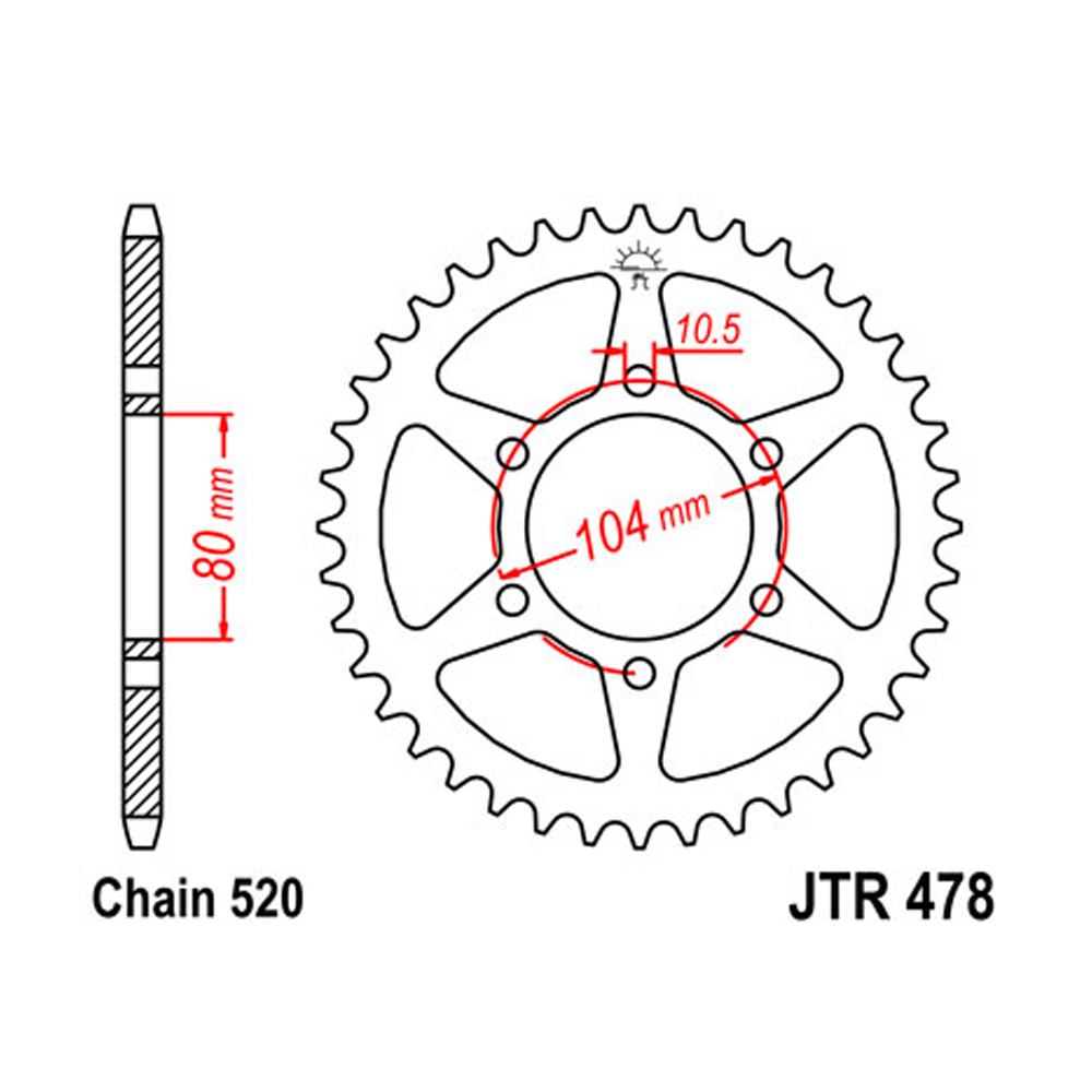 Lančanik zadnji JT JTR478-38-50-32009 (520) 38 zuba