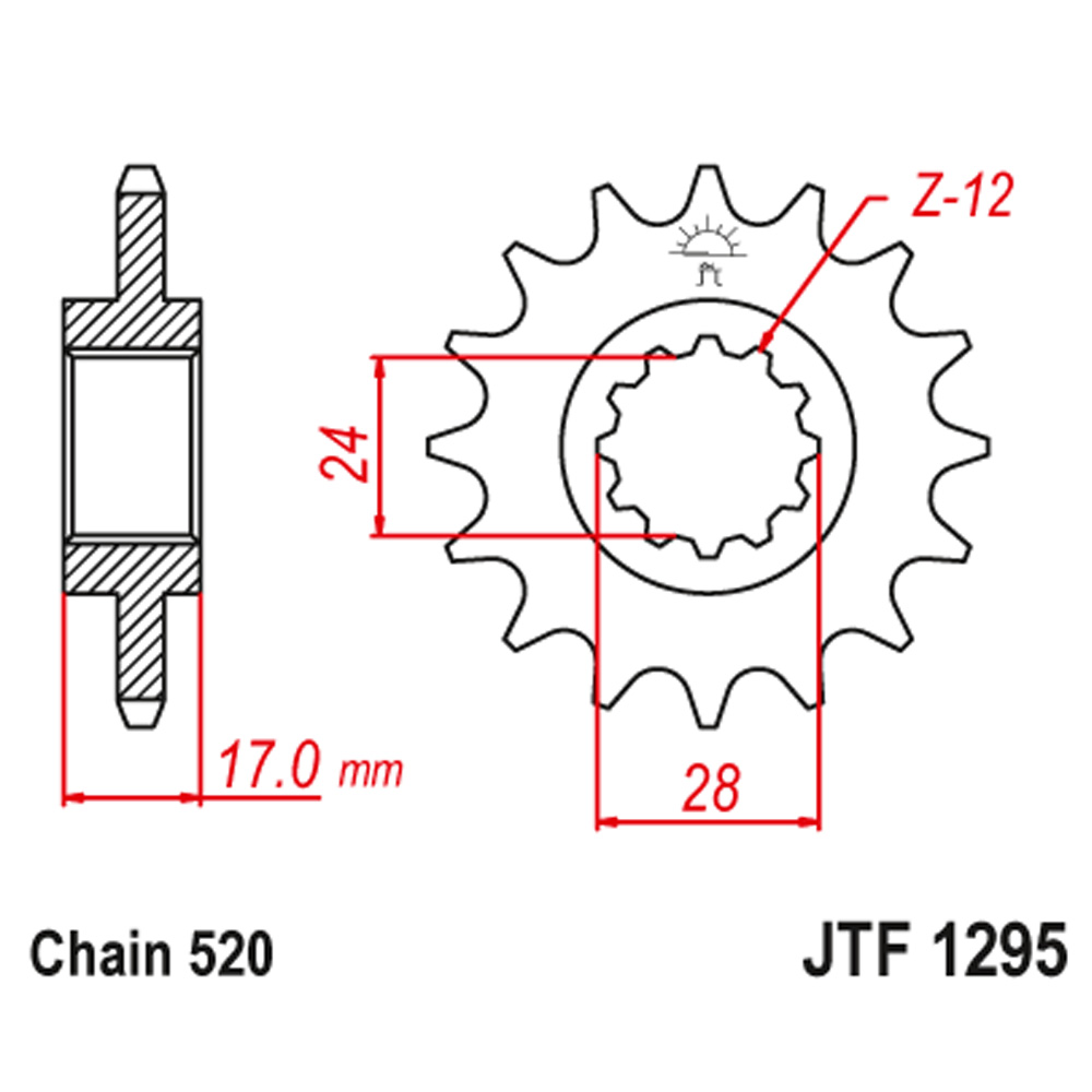 Lančanik prednji JT JTF1295-13 Honda CBR 600 konverzija na 520 13 zuba