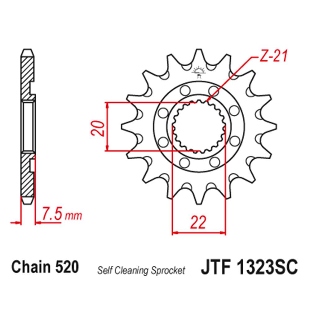 Lančanik prednji JT olakšan JTF1323-13SC (520)13 zuba
