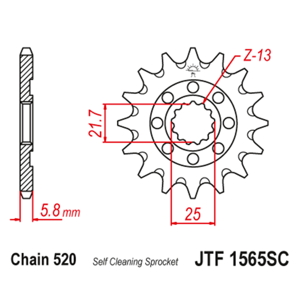 Lančanik prednji JT JTF1565-13SC (428) 13 zuba