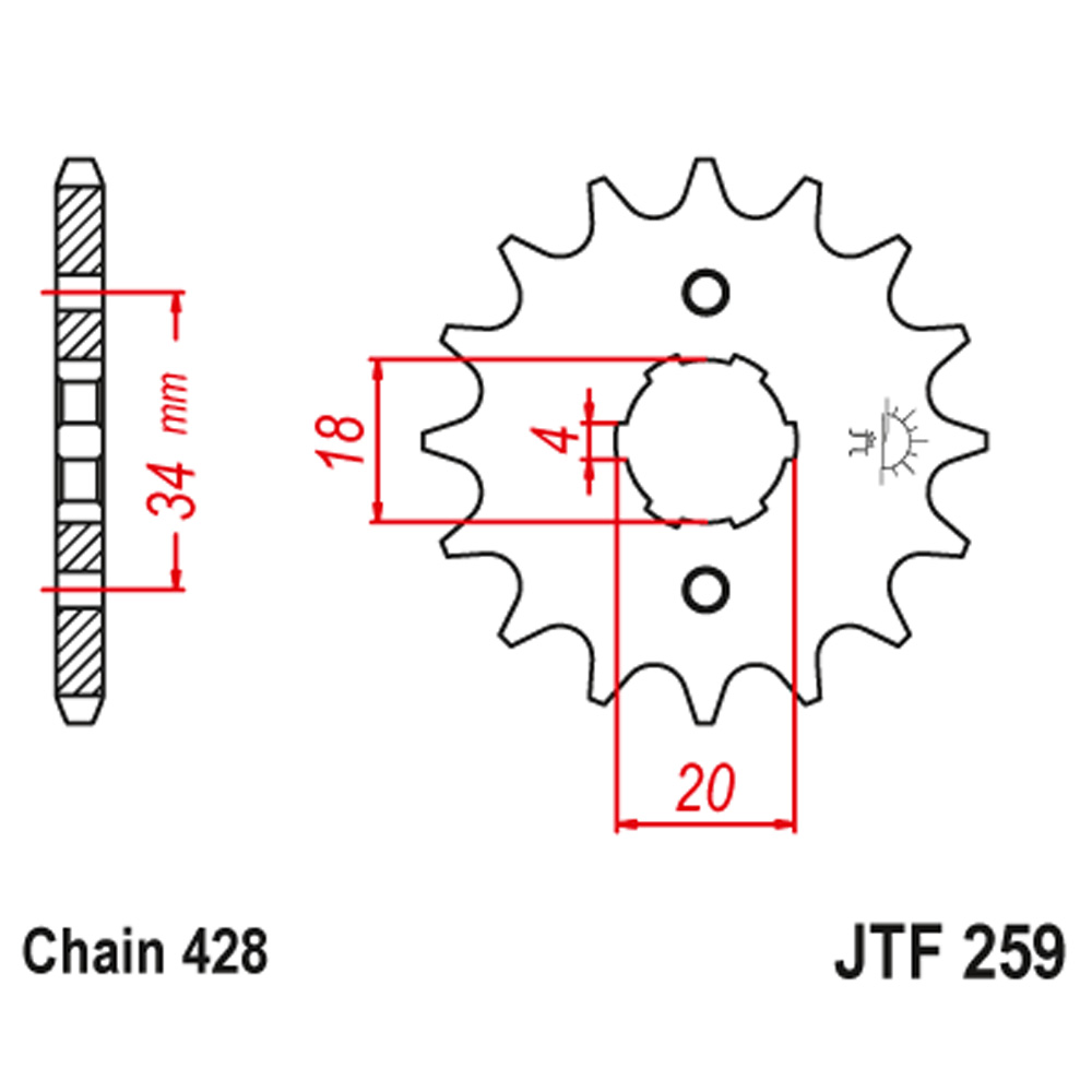 Lančanik prednji JT JTF259-13 (428)13 zuba