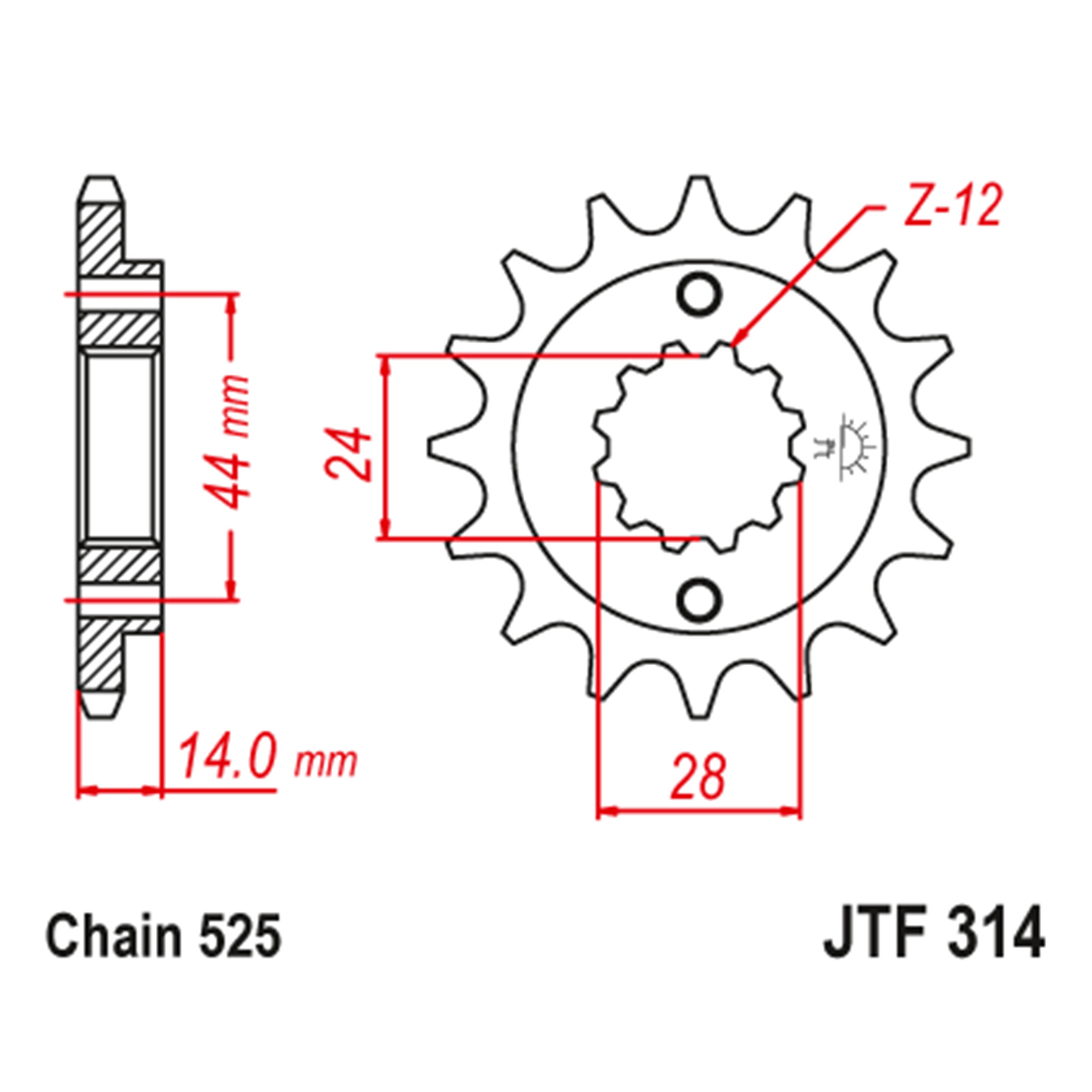 Lančanik prednji JT JTF314-16 (525)16 zuba
