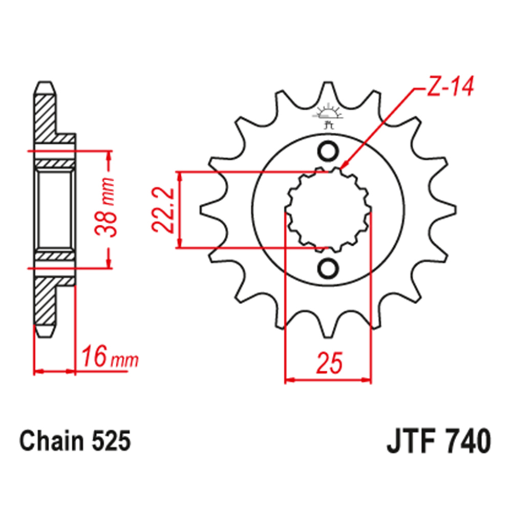 Lančanik prednji JT JTF740-15 (525)15 zuba