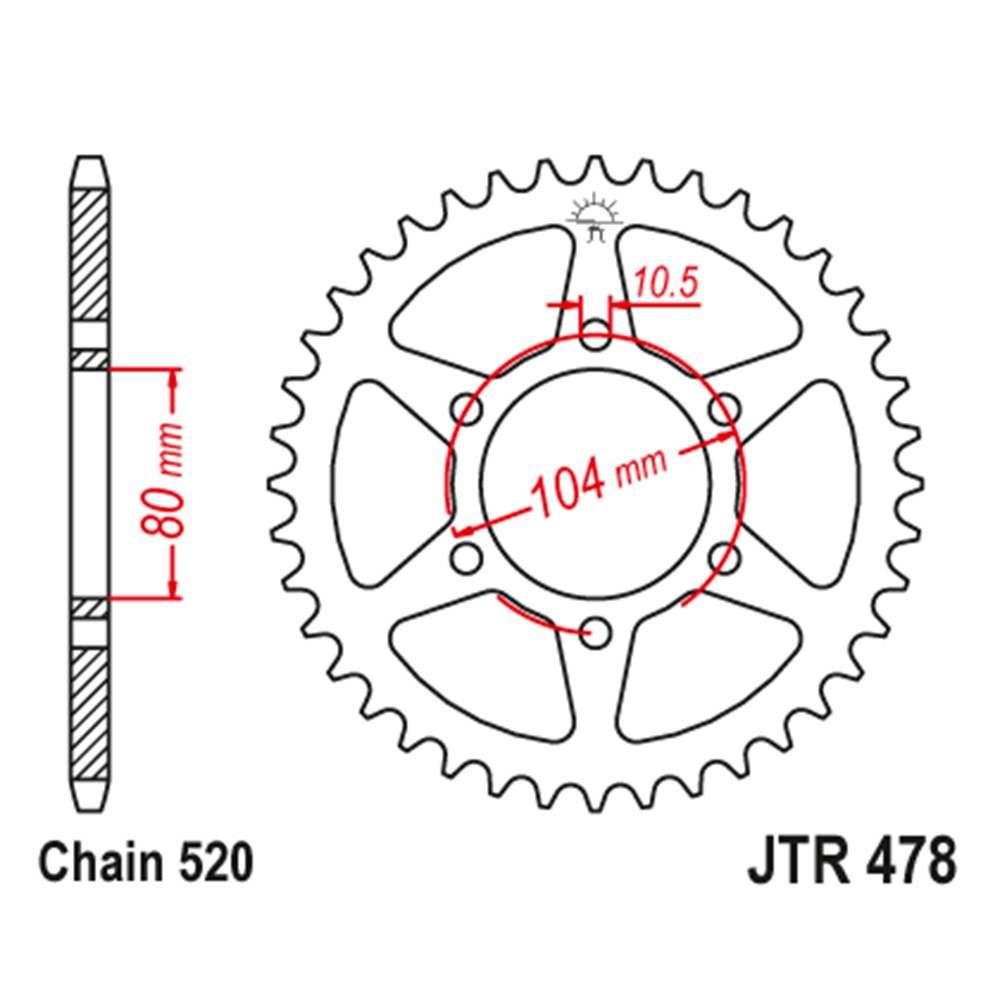 Lančanik zadnji JT JTR478-45-50-32009 (520)45 zuba