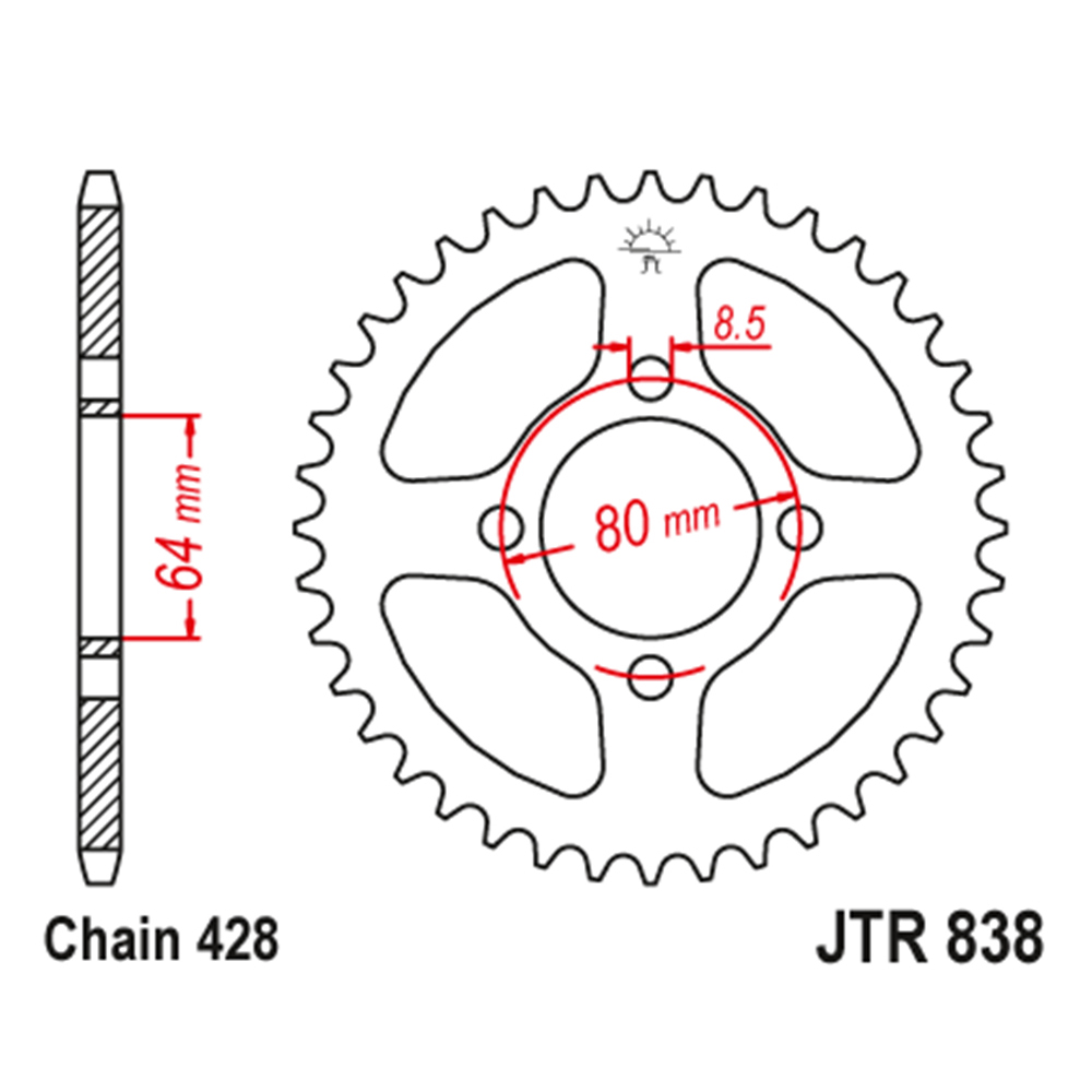 Lančanik zadnji JT JTR838-45-50-15015 (428) 45 zuba