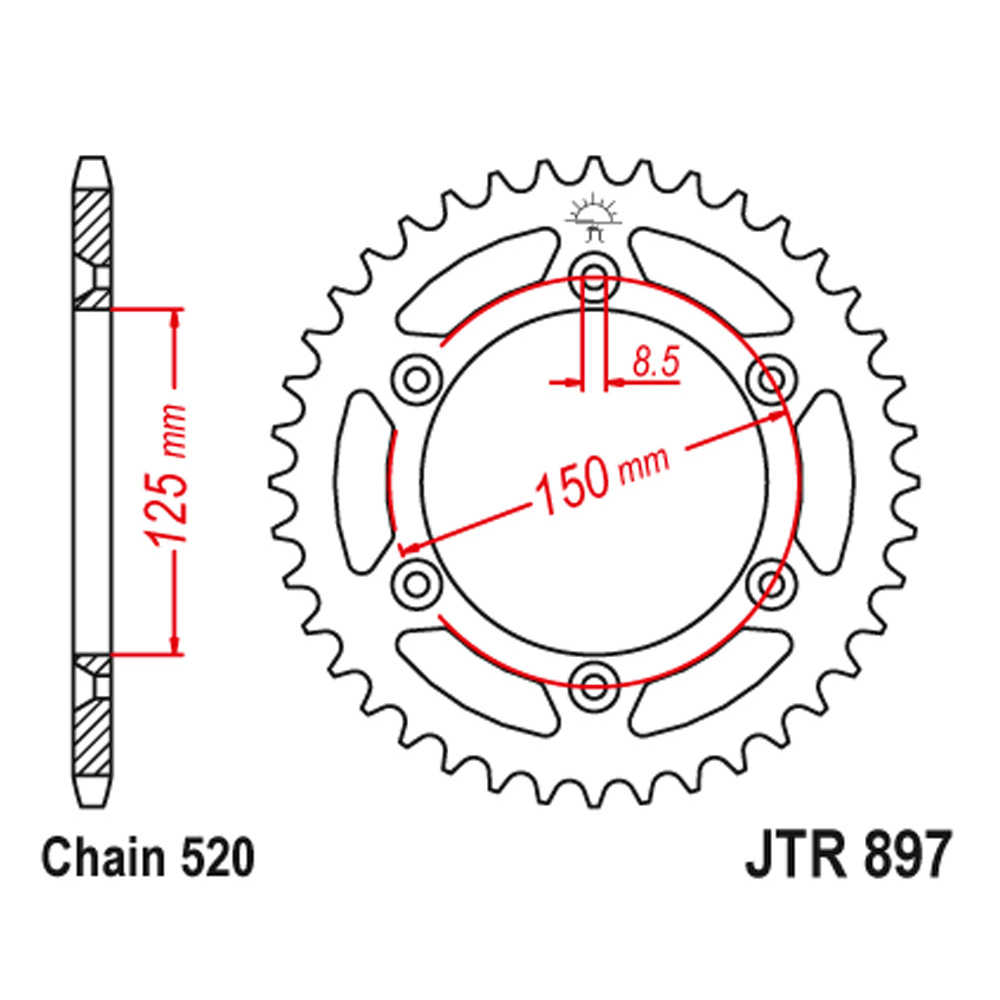Lančanik zadnji JT JTR897-45-50-32065 (520)45 zuba