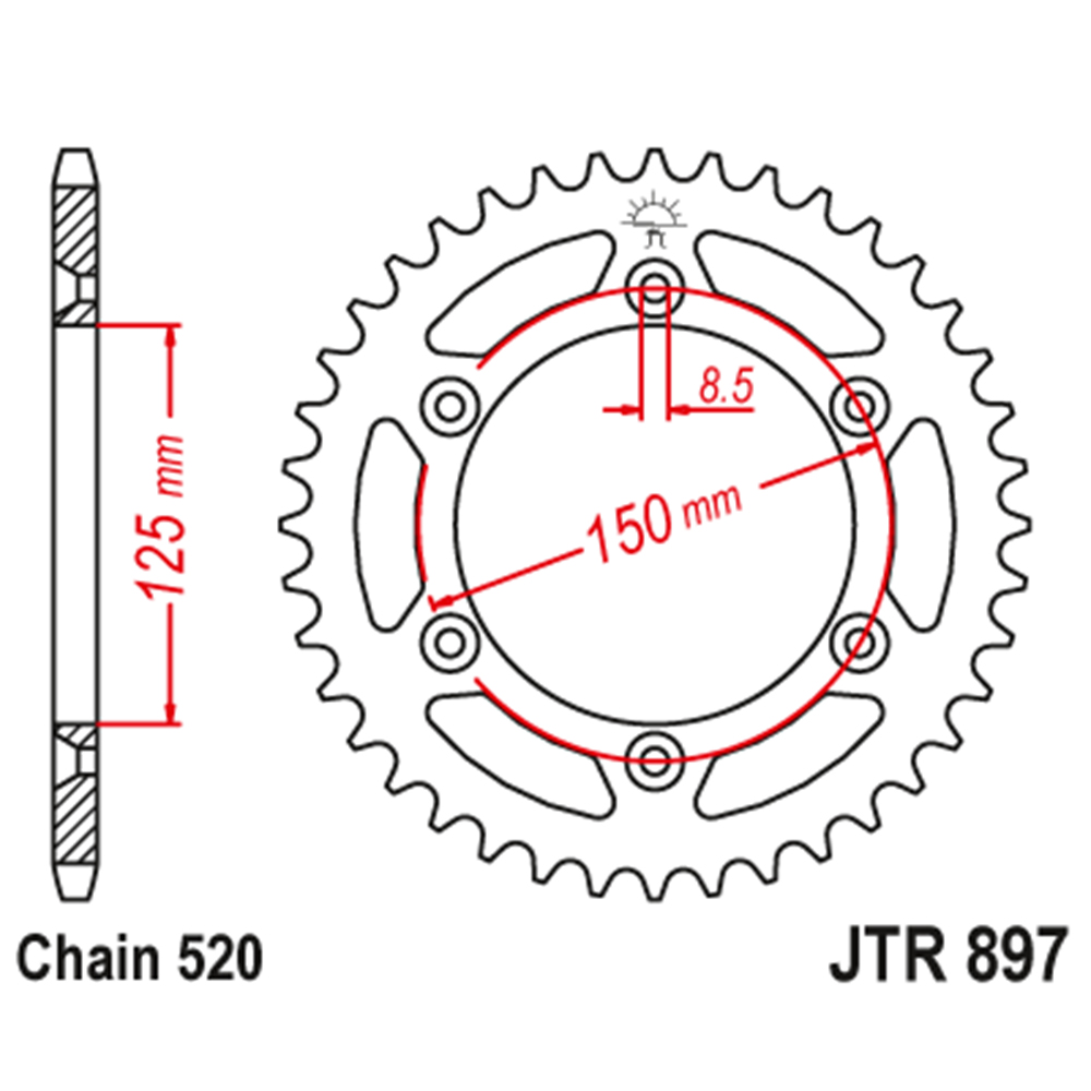 Lančanik zadnji JT JTR897-46-50-32065 (520) 46 zuba