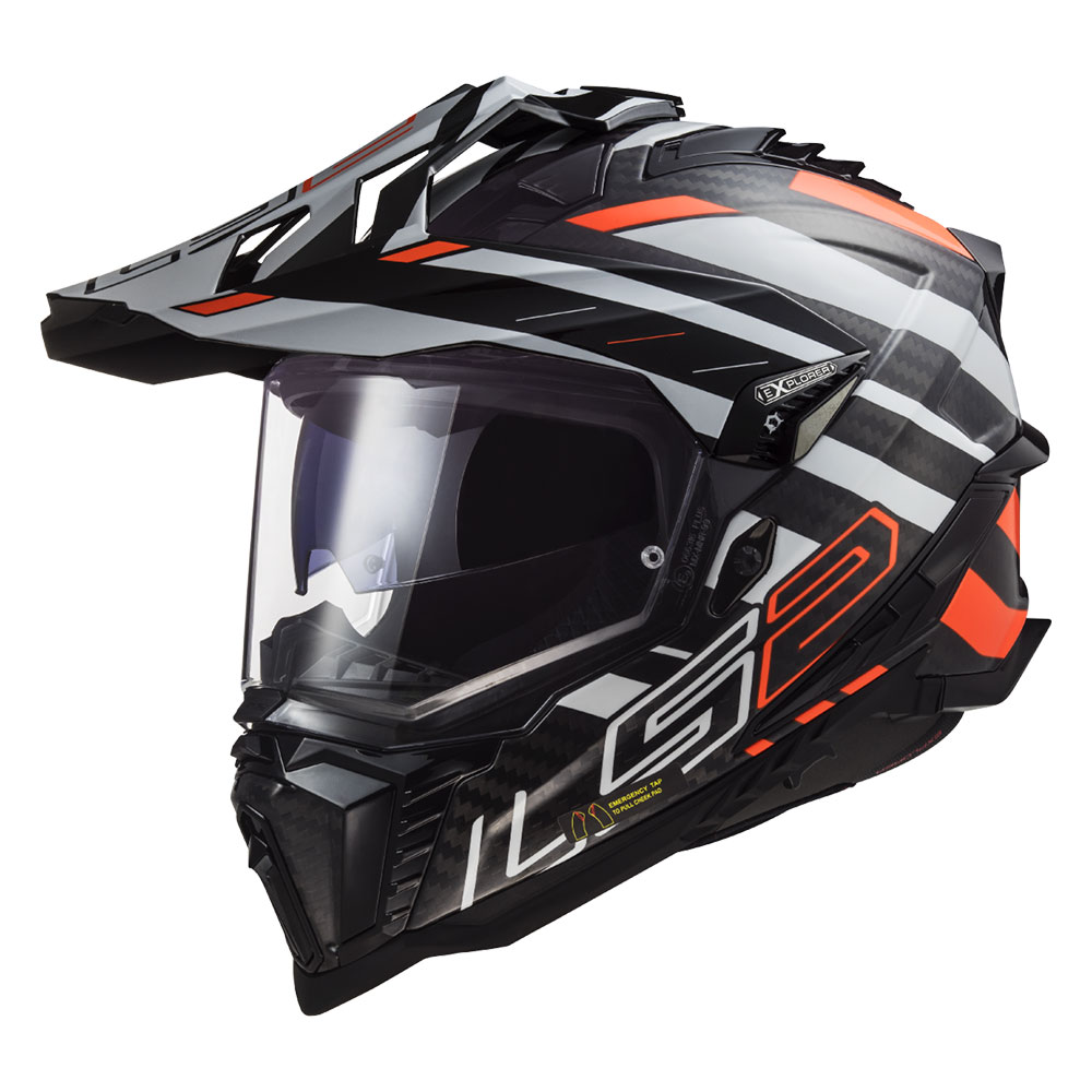 Kaciga LS2 Enduro MX701 EXPLORER EDGE CARBON crno narandžasta