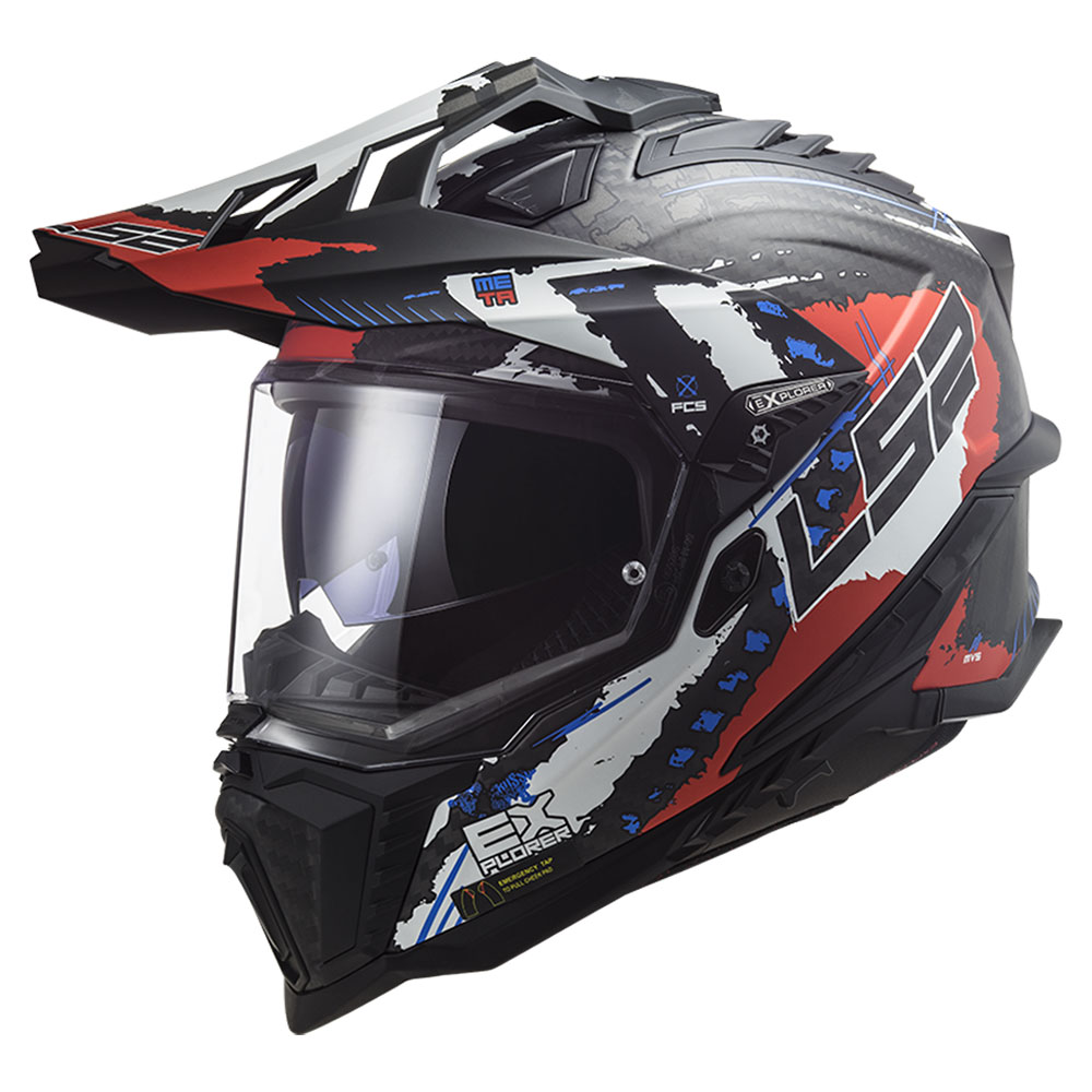 Kaciga LS2 Enduro MX701 EXPLORER EXTEND CARBON crveno crna