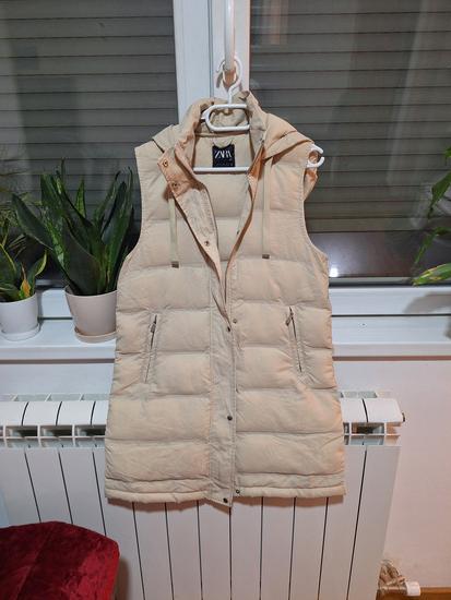 Zara prsluk duži model 82cm, pazuh 52 cm krem boja