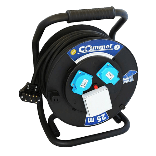 COMMEL Produžni kabl sa motalicom HEAVY DUTY LINE, H05VV-F 5G2.5 - C0914, Plastična motalica, crna., Trofazna, 3 utičnice