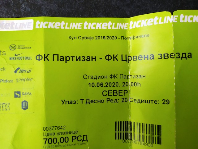 улазница / карта партизан - црвена звезда 10.06.2020.