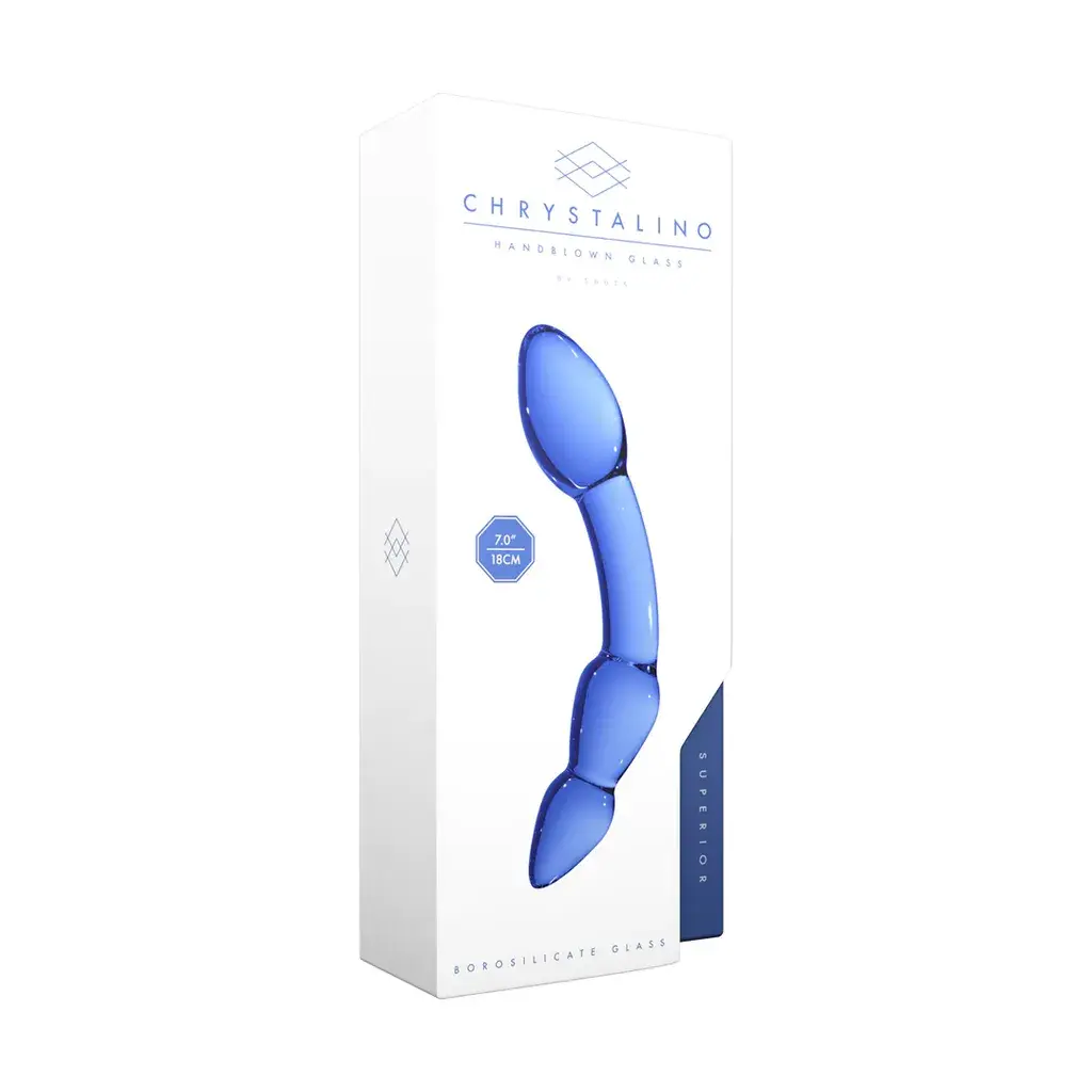 Chrystalino Dildo Superior, 18cm, Plavi