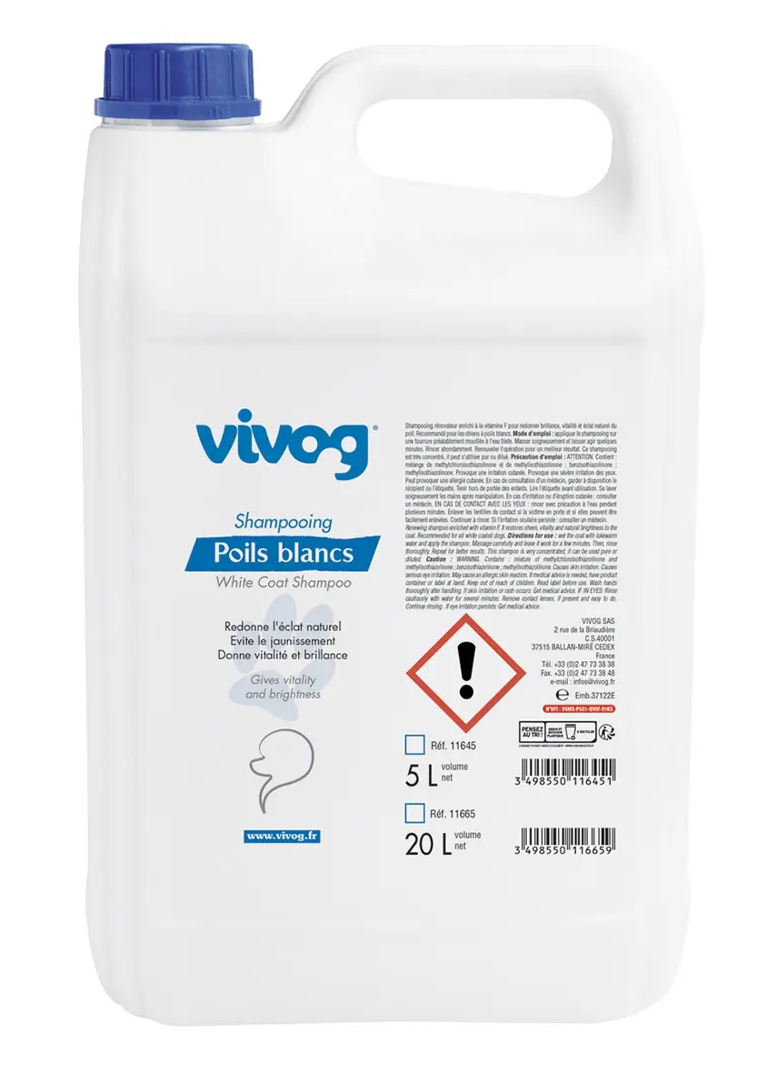 Vivog Šampon za pse za belu dlaku, 5 l