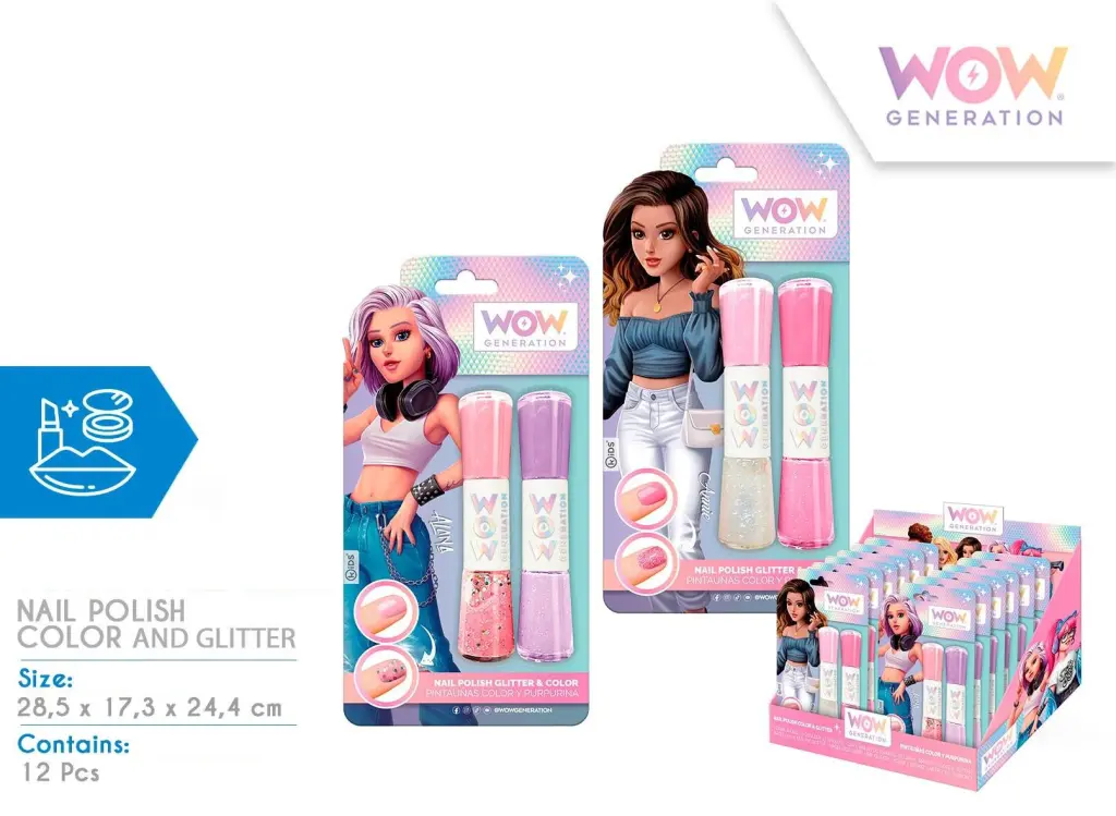 WOW Set lakova za nokte Generation colour&glitter, 2 komada