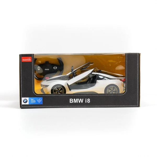 Auto na daljinski BMW I8 1:14 belo-crni Rastar A013809