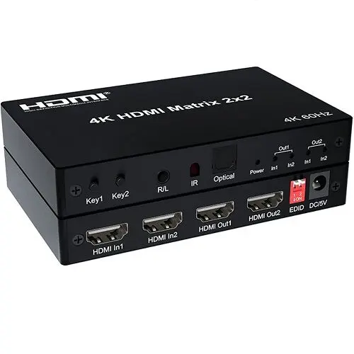 Kettz HDMI Swich Matrix 2x2 HM-K252, 4K, 60Hz, Crni