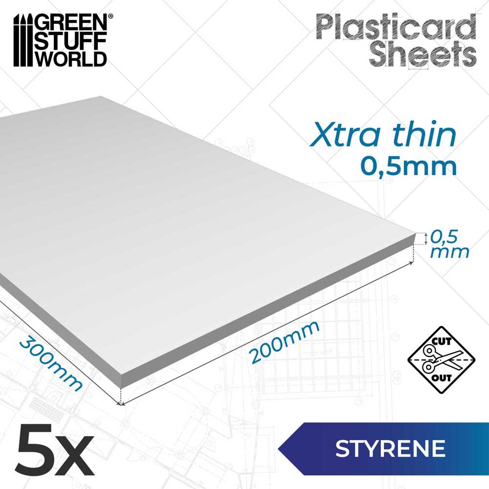 HIPS Plasticard Sheet 0,5mm (Pack x5)