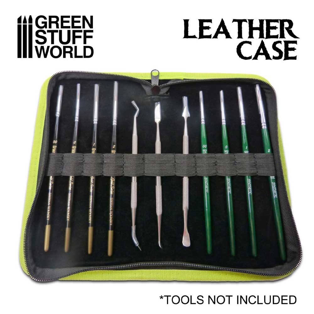 Premium Leather Case - Black with Green Border and Logo