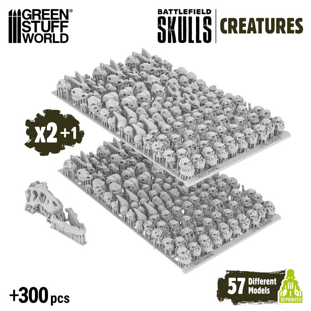 3D Printed - Skulls & Bones - Battlefield Skulls - Creatures