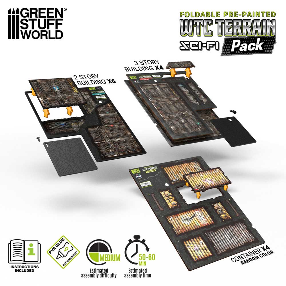 MDF Terrain - PrePainted Foldable (4 +6+4) - SCI-FI