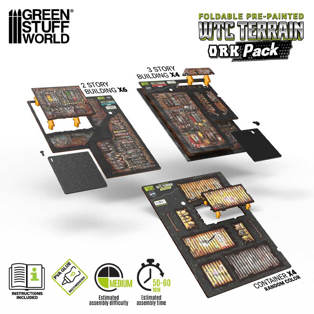 MDF Terrain - PrePainted Foldable (4 +6+4) - Orks