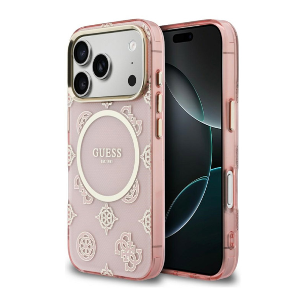 Maska za iPhone 17 Pro Max roza Guess IML Peony Dot MagSafe
