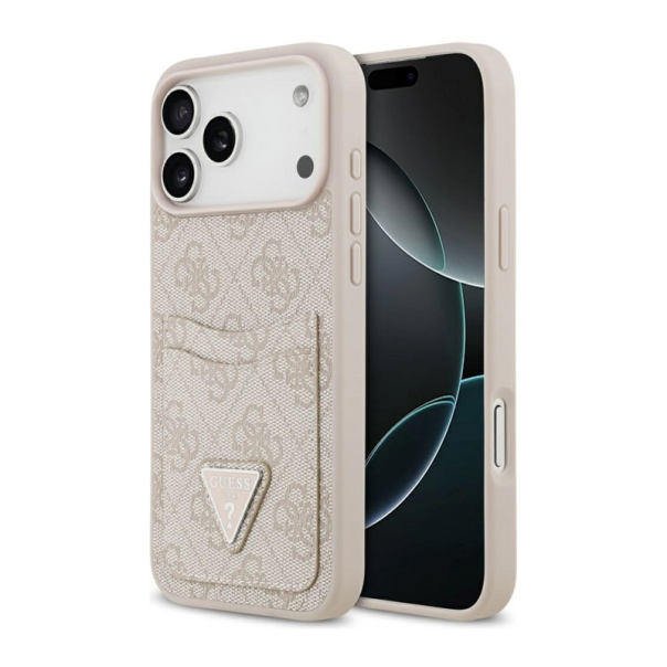 Maska za iPhone 17 Pro Guess 4G Double Card Triangle pink
