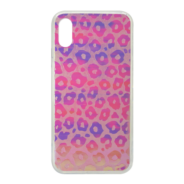 Maska za iPhone X/ XS roze Hologram 3D Leopard