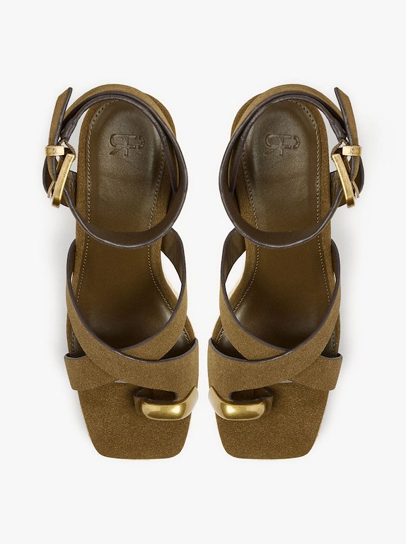 WEDGE SANDALS WITH METALLIC DETAIL
