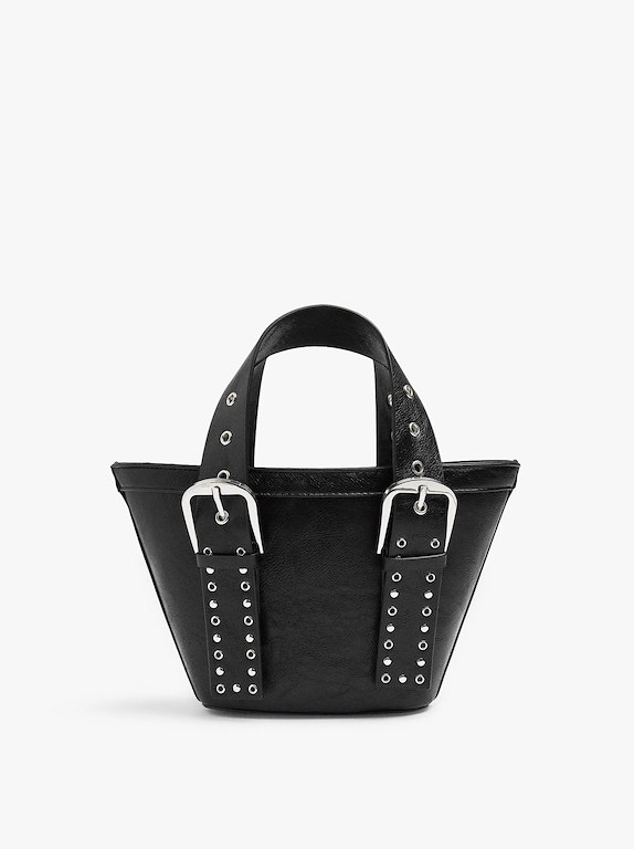 BUCKET BAG WITH STUDS AND BUCKLES
